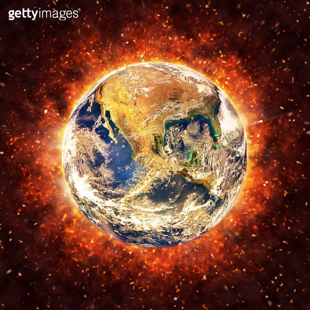 Our burning Earth: satellite view of the world surrounded by fire ...
