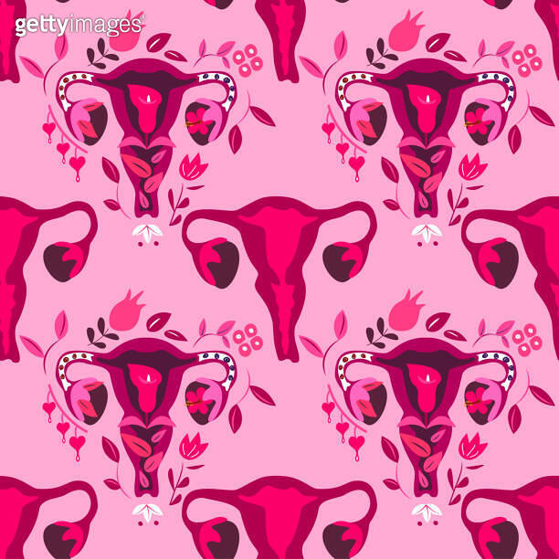 Beautiful Female Reproductive System Seamless edndless.Pattern Flowers ...
