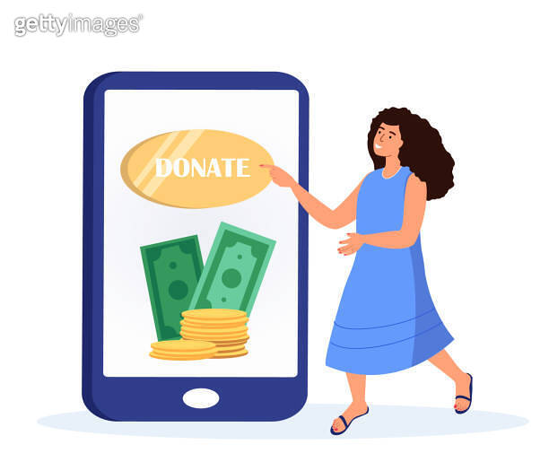 Contribution, Help to People in Need Concept.Woman,Female Character Use ...
