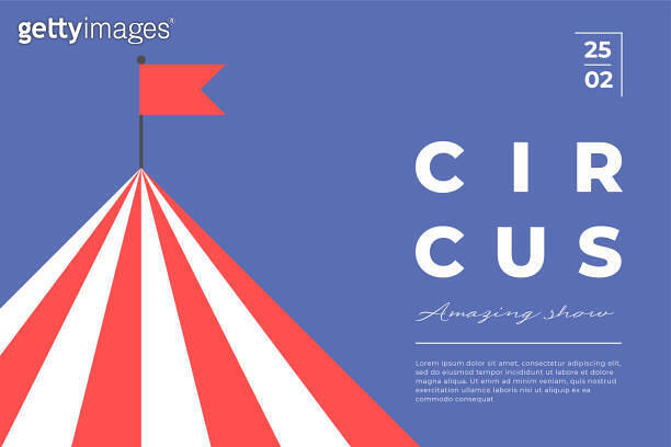 Circus amazing show minimal trendy horizontal poster. Carnival funfair ...