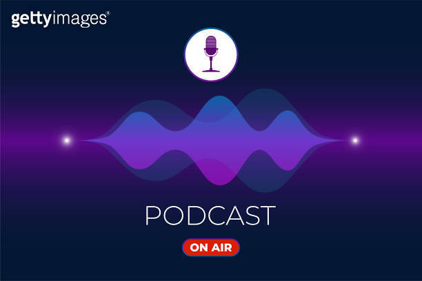 On air live streaming broadcast poster concept. Radio podcasting and ...