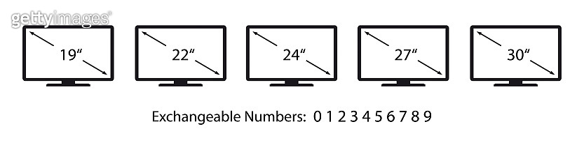 Screen Display Set Of Different Diagonal Sizes - Vector Illustrations ...