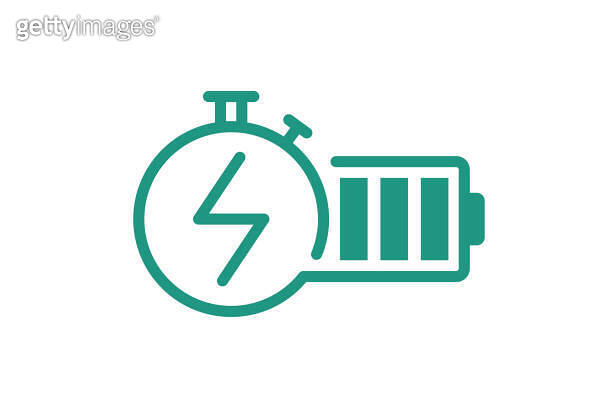 Fast electric charging battery icon. Quick electrical power accumulator ...