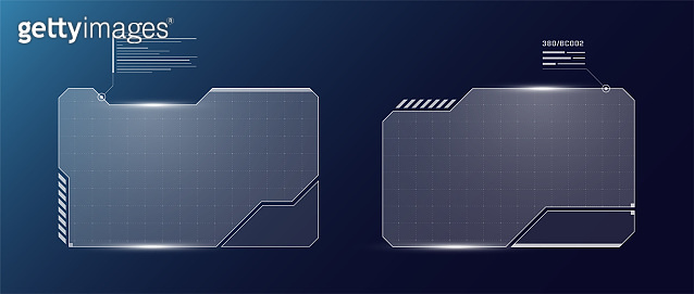 HUD digital futuristic user interface horizontal frame set. Sci Fi high ...