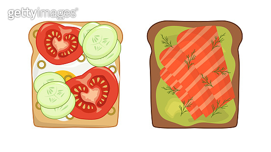Set of sandwiches with different filling cartoon style. Vector ...