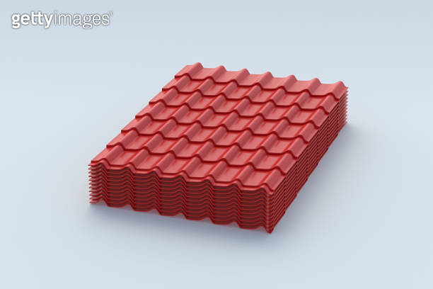 Building materials. Modern metal roof tile. Contemporary roofing system ...