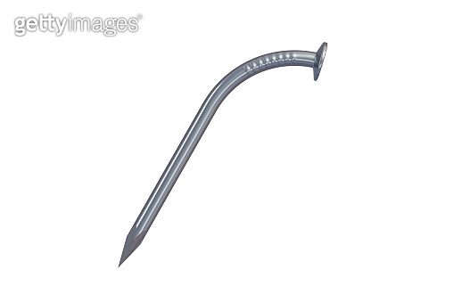 One curved metal nail isolated on white background. 3d render 이미지 ...
