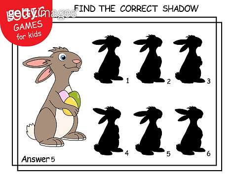 Find the correct shadow of Rabbit. Task with answer. Cute cartoon Bunny ...