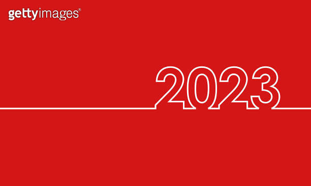 2023 outline numbers, vector banner or poster on red background 이미지 ...