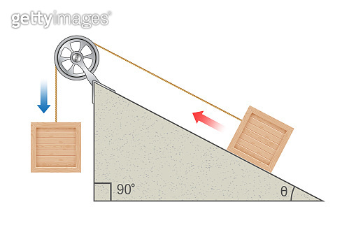 Pulley. Lifting a load. Pulling a load. Template of loaded Movable ...