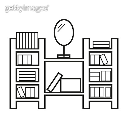Vintage bookcase icon. Vector illustration. Stock image. (1421856580 ...