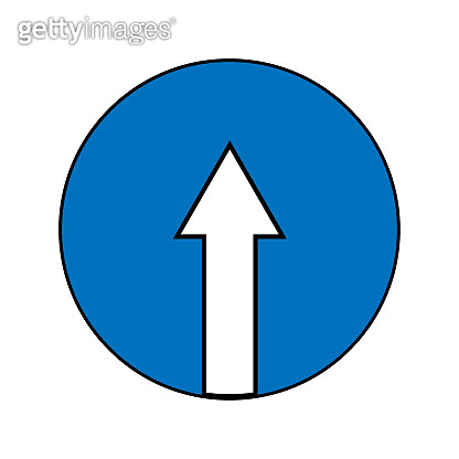 Proceed straight ahead sign. Road traffic. Mandatory icon. Navigation ...
