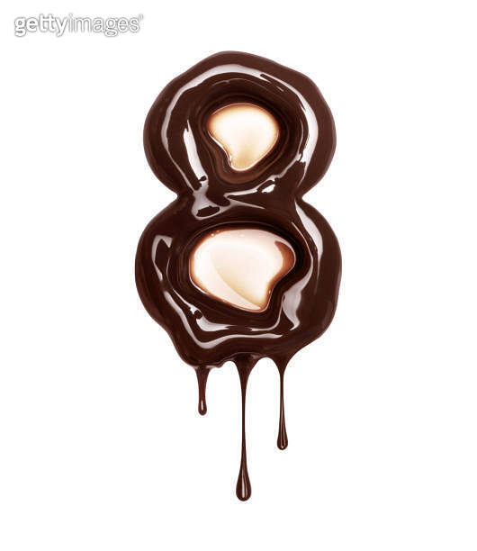 Number 8 with dripping drops is made of melted chocolate (1371802824 ...