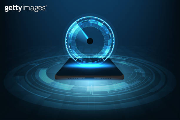 Vector technology internet speed test smartphone interface template ...
