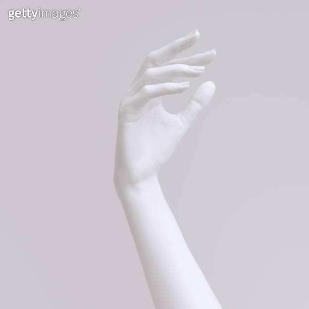 Relaxed female hand abstract gesture sculpture, 3d rendering beautiful ...