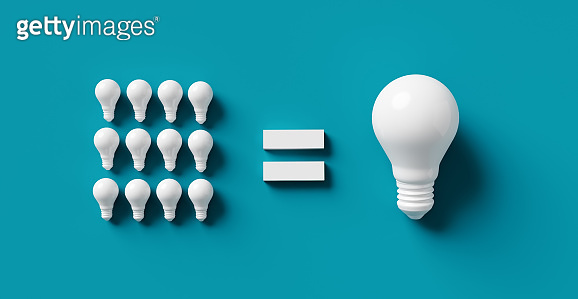 Small ideas make a big one. Teamwork, brainstorming, synergy and ...