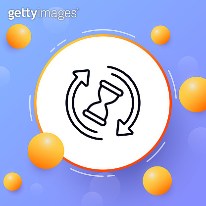 Hourglass with circle arrows line icon. Loading in progress, wait a ...