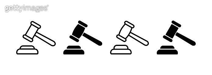 Judges gavel set icon. Ceremonial hammer, court, wooden, judicial ...