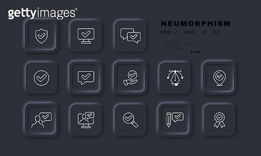 Check mark set icon. Protection on, monitor, success, message delivered ...