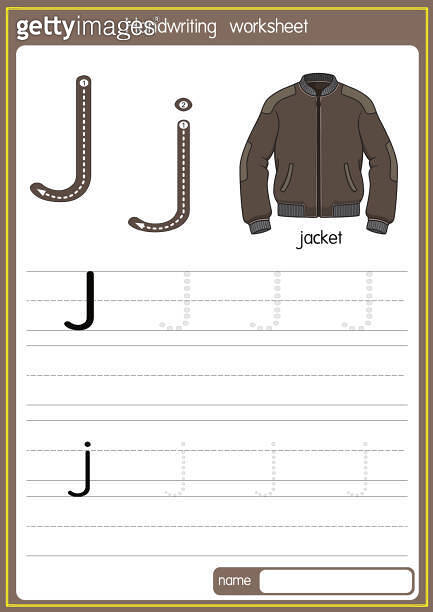 Vector illustration of Jacket with alphabet letter J Upper case or ...