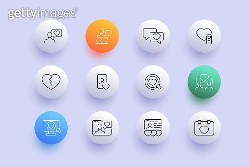 Long distance relationship set icon. Meeting website, dating app ...