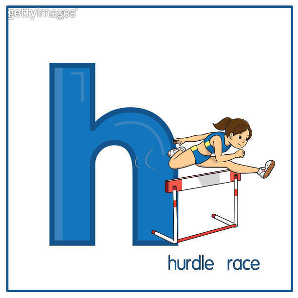 Vector illustration of Hurdle race with alphabet letter H Lower case ...