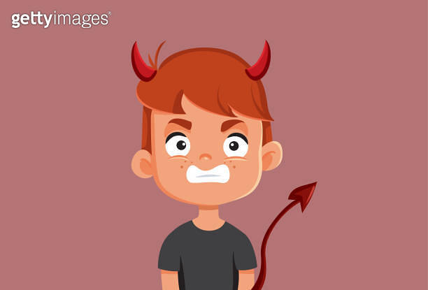 Naughty Evil Child Misbehaving Being Disobedient Vector Cartoon ...