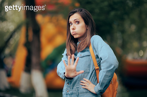 Woman Saying No Asking for Personal Space and Alone Time 이미지 ...