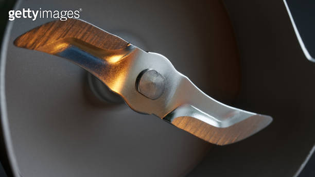 Steel dangerous knife of a hand blender. Rotary blade chopping ...