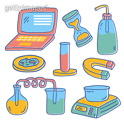 Testing equipments set for science experiments or measuring 이미지 ...