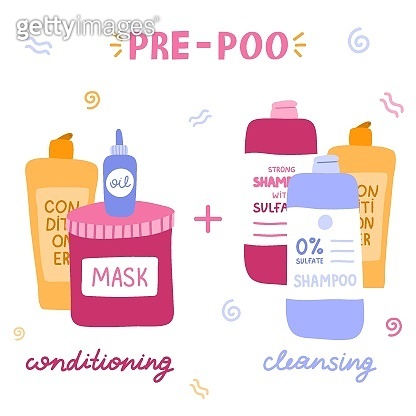 Design concept of cleansing by Curly Girl Method. Different bottles for ...