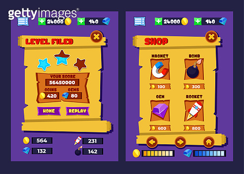 Vector game template gui kit. Interface log in page elements 이미지 ...