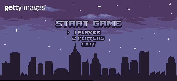 Pixel art city game home screen 8bit game background 이미지 (1388412307 ...