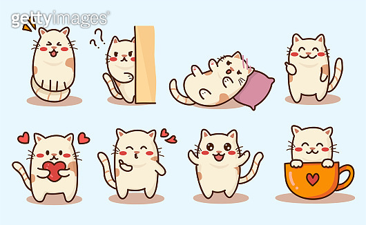 Cute cartoon funny animal in various action poses Vector 이미지 ...