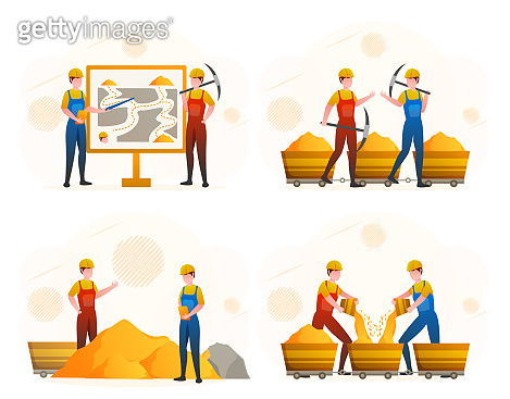 GOLD Mining Worker Miner Labor People. Mining Extraction of minerals in ...
