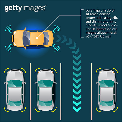 Autonomous smart car automatic wireless sensor driving on road around ...