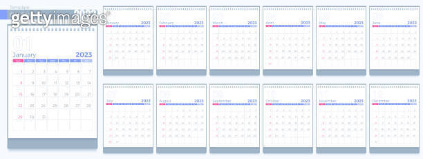Calendar 2023 templates. 12 months, Simple monthly vertical calendar ...