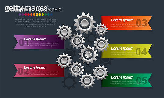 Engineering tech progress business presentation 5 steps, gear ...