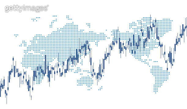 Stock market graph chart and world map. Vector illustration. 이미지 ...