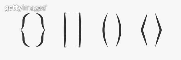 Text Brackets set. Сode brackets icon. Punctuation shapes for messages ...