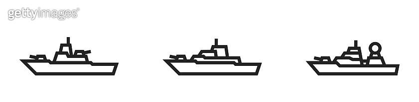 warship line icon set. naval military war ship symbols (1436231494 ...