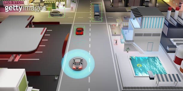 Auto Pilot Autonomous Car Self Driving Vehicle Car Driverless Object Detection Sensor Digital
