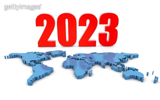 2023 Text and World Map on White Background (1422203547) - 게티이미지뱅크