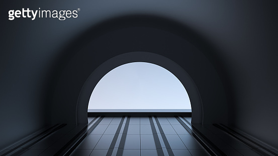 Architectural design semi-circular next to the wall. Wall and semi ...
