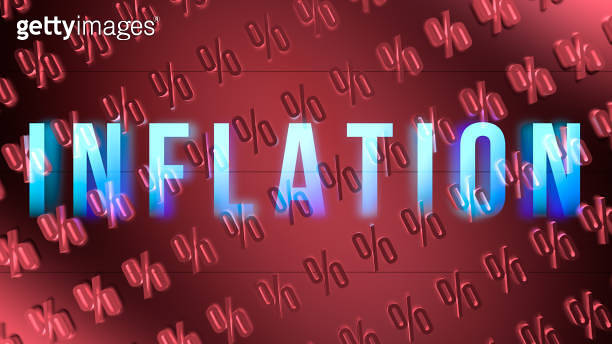 Inflation concept. The word inflation on the background of interest ...