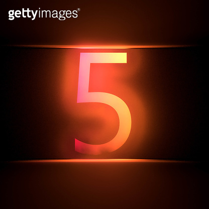 Numeral five bright electric neon. Glowing number 5. 3D illustration ...