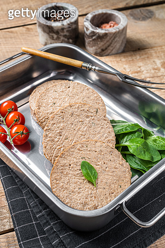 Raw meat free patties made from plant based meat, fresh vegan burger ...