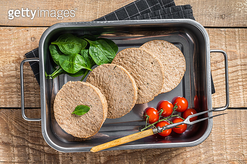 Raw meat free patties made from plant based meat, fresh vegan burger ...