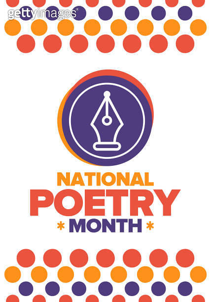 National Poetry Month in April. Poster with handwritten lettering ...