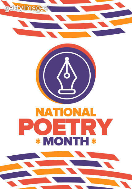 National Poetry Month in April. Poster with handwritten lettering ...